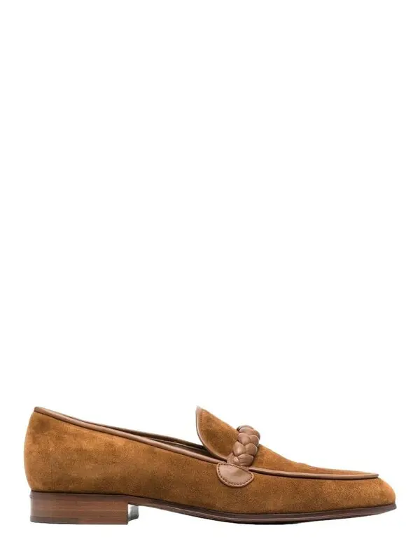 GIANVITO ROSSI Massimo Braided Suede Loafers - Brown
