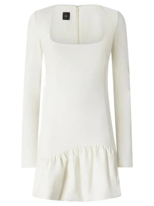 Pinko Square-neck Mini Dress With Ruffled Hem - White