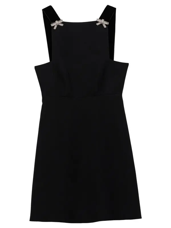 Prada Bow Detailed Cady Mini Dress - Black