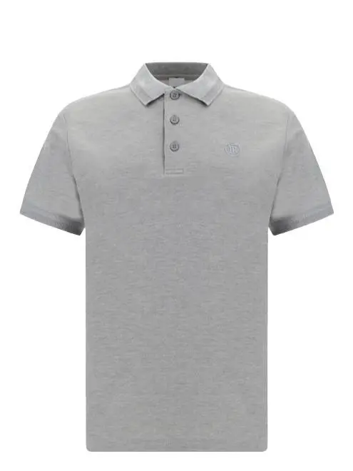 Burberry Logo Embroidered Short-sleeved Polo Shirt - Grey