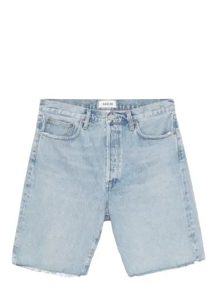 AGOLDE Denim Shorts With Frayed Hem - Blue