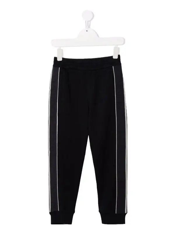 Emporio Armani Side-stripe Cotton-blend Track Pants - Navy Blue
