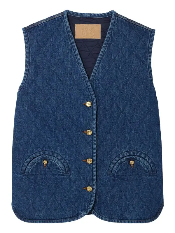 BLAZÉ MILANO Suffolk Padded Quilted Denim Vest - Dark Denim
