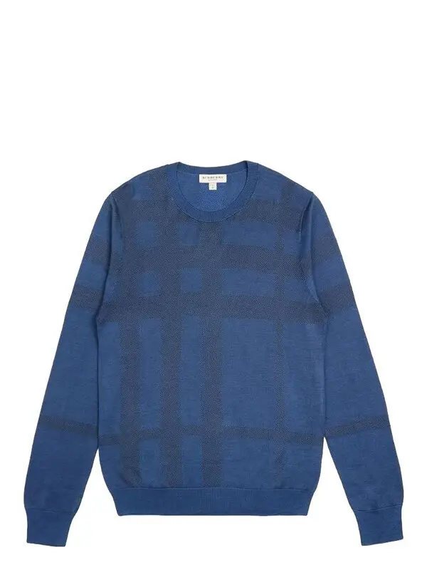 Burberry Plaid Detail Pullover - Blue