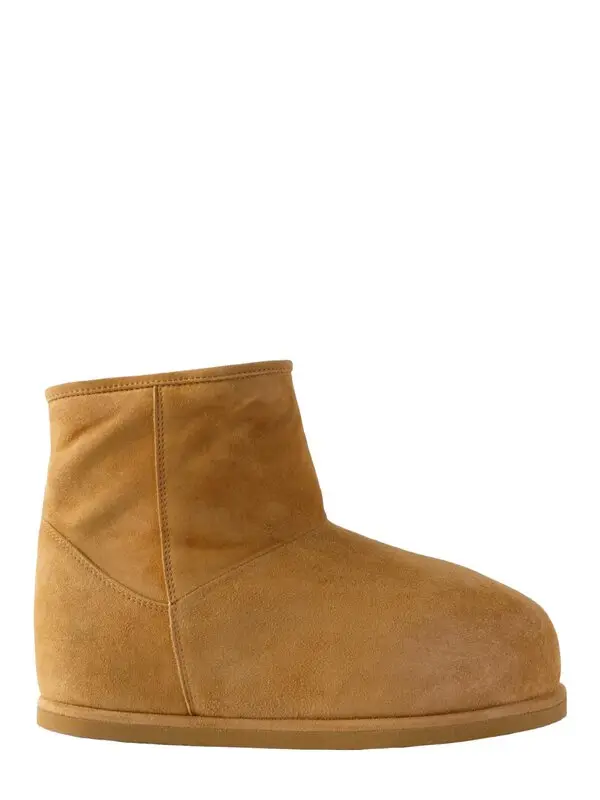 Amina Muaddi Heidi Shearling-lined Suede Boots - Brown