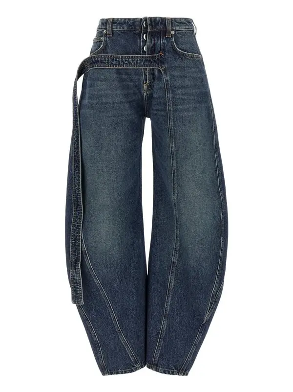 JEAN PAUL GAULTIER Blue Denim Strap Jeans - Black