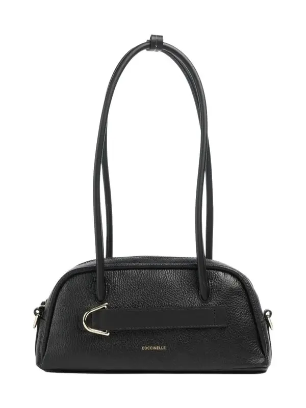 COCCINELLE Logo-lettering Zipped Shoulder Bag - Black