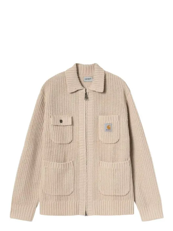 Carhartt Work In Progress Logo Patch Zip Chore Cardigan - Nude