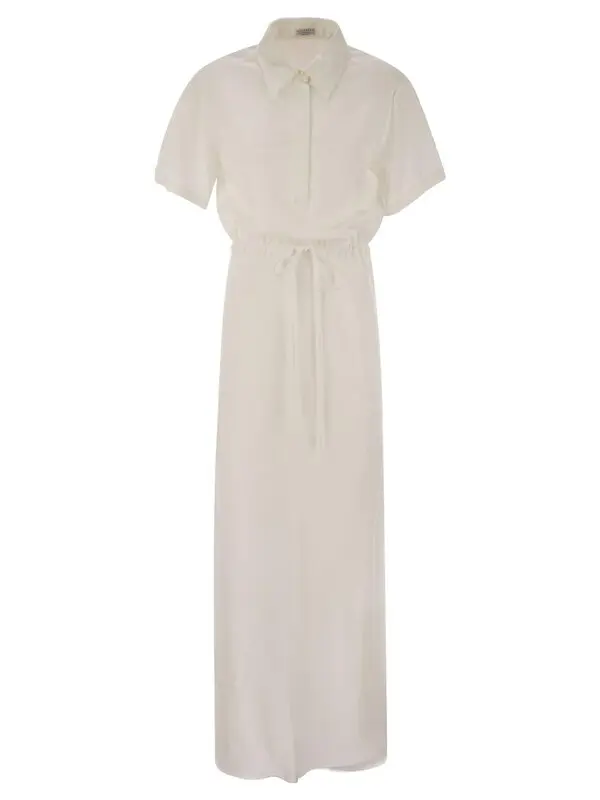 Brunello Cucinelli Maxi Dress With Drawstring Waist - White