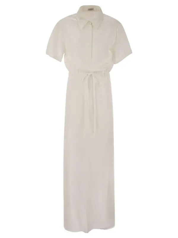 Brunello Cucinelli Maxi Dress With Drawstring Waist - White