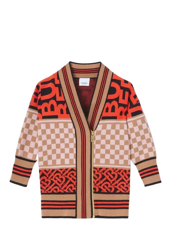 Burberry Montage Jacquard Zip-up Cardigan - Nude