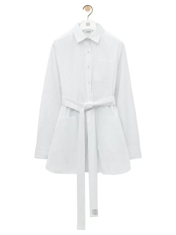 Loewe Belted Blouse With Anagram Embroidery - White/grey