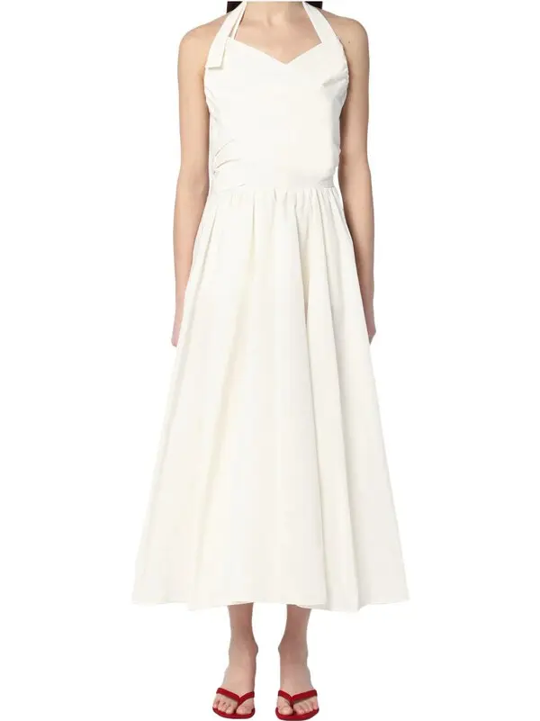 PATOU Halterneck Bow-detailed Sleeveless Dress - White