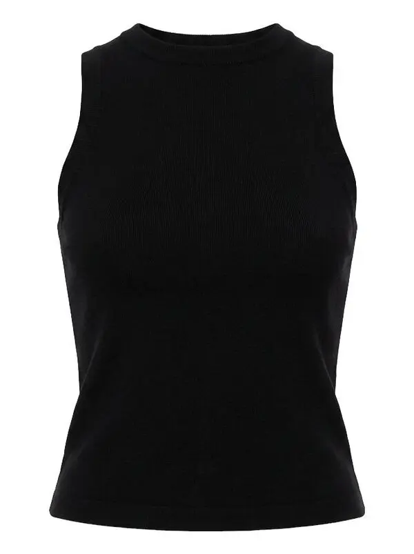 AYA MUSE Plain Weave Knitted High-neck Pullover - Black