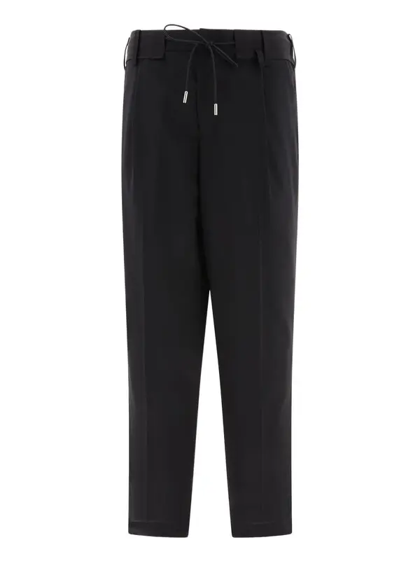 Sacai Drawstring Mid-rise Tapered Trousers - Black