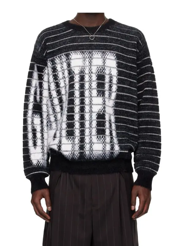 JEAN PAUL GAULTIER Striped Jacquard Crewneck Sweater - Black