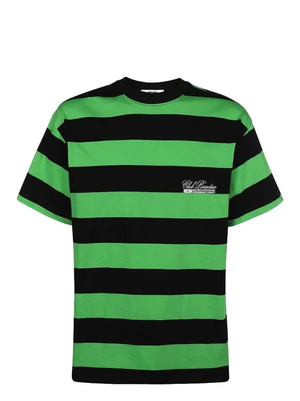 MSGM Club Paradiso Stripe T-shirt - Black