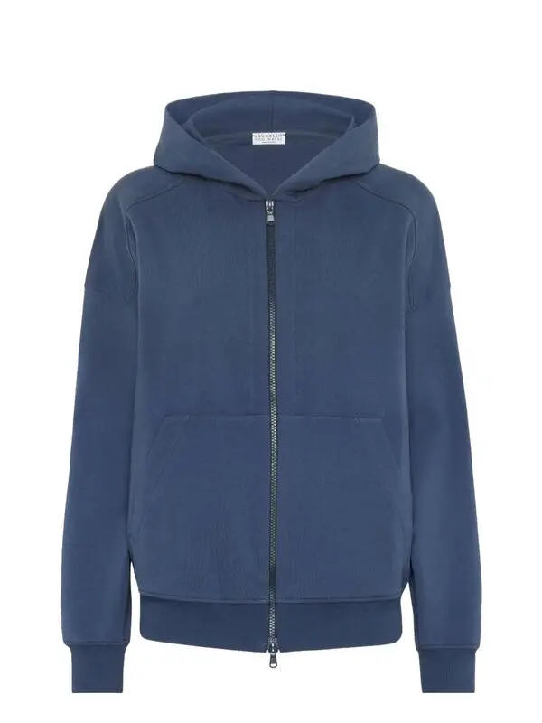 Brunello Cucinelli Monili Embellished Hoodie - Navy Blue