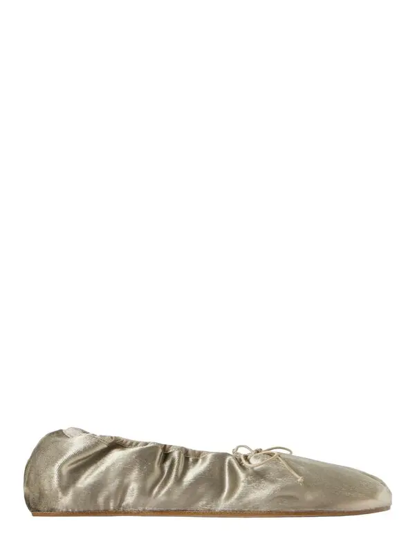 THE ROW Bow-detail Velvet Ballet Flats - Nude