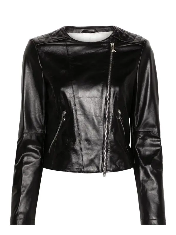 Patrizia Pepe Asymmetrical Zip Jacket - Black