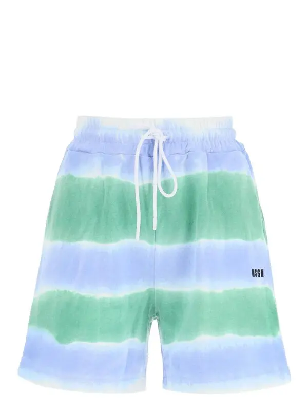 MSGM Striped Tie-dye Jersey Shorts - Blue