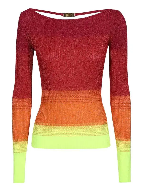 Gcds Boat Neck Ribbed-knit Jumper - Red