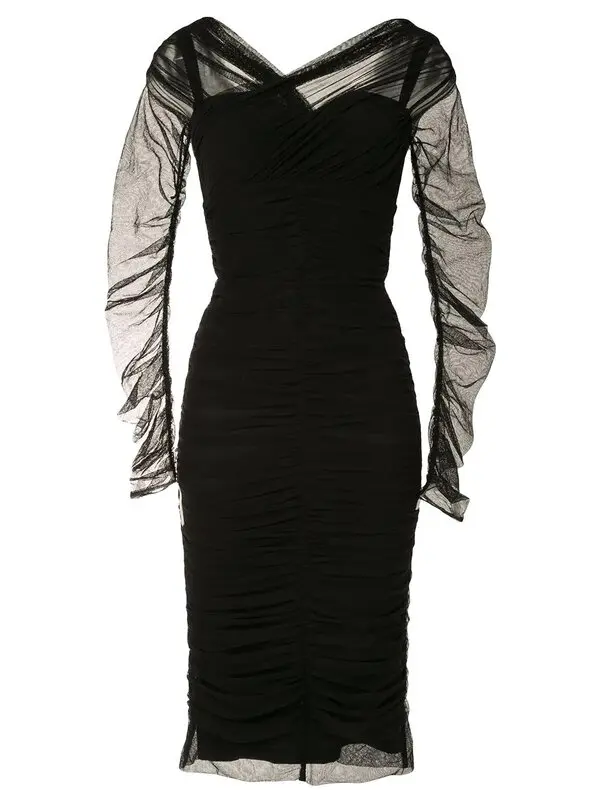 Dolce & Gabbana Ruched Midi Dress - Black