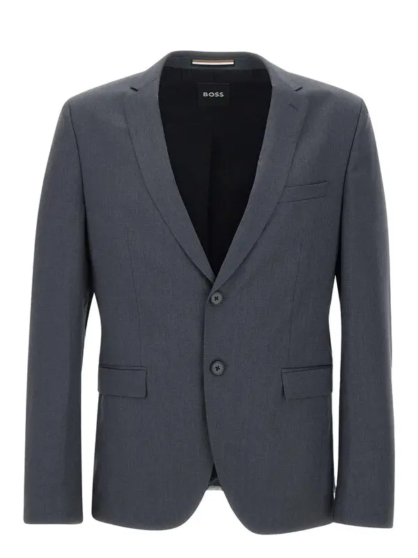 Hugo Boss Peak-lapel Wool Blazer - Black