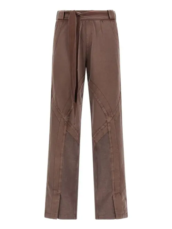 Attico Elasticated Waistband Casual Trousers With Drawstring And Slits - Brown