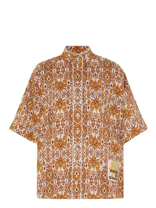 Zimmermann Wylie Relaxed Shirt - Orange Ikat