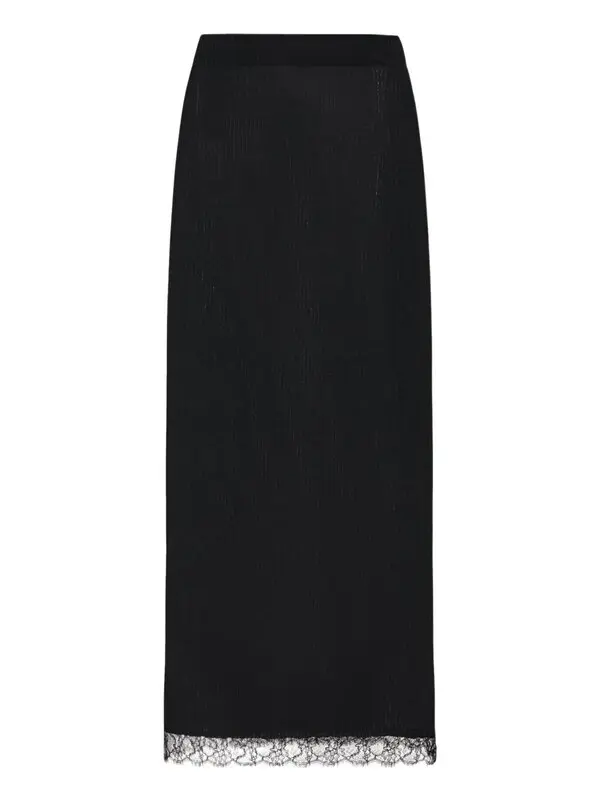 THE ROW Indira Midi Skirt With Lace Trim - Black