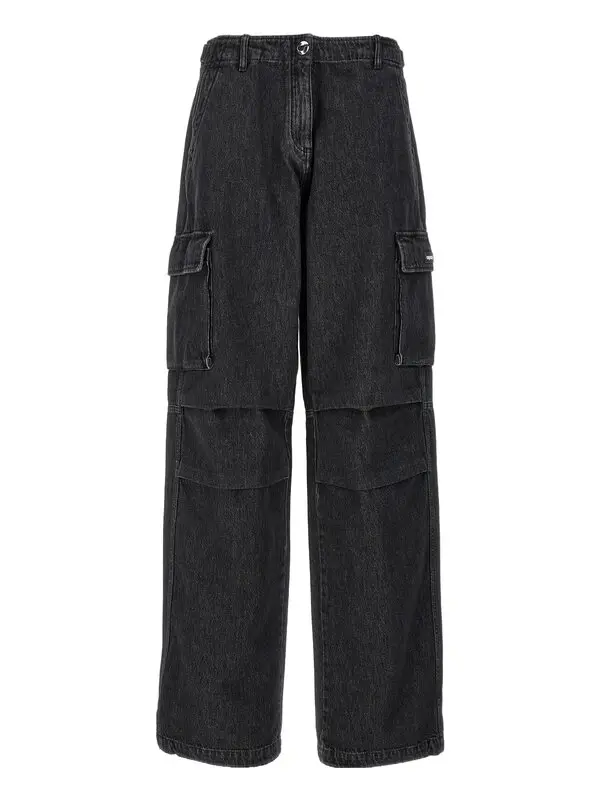 Coperni Denim Wide Leg Cargo Work Pants - Black