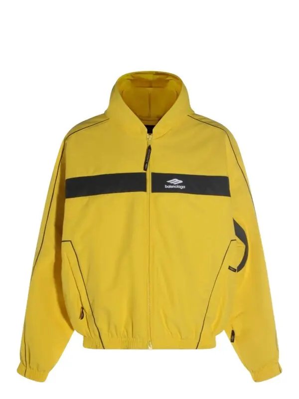 Balenciaga Zip-up Logo Embroidered Hooded Jacket - Yellow