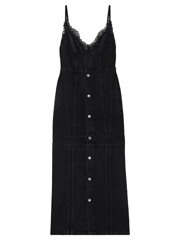 Stella McCartney Lace-trimmed Denim Midi Dress - Black