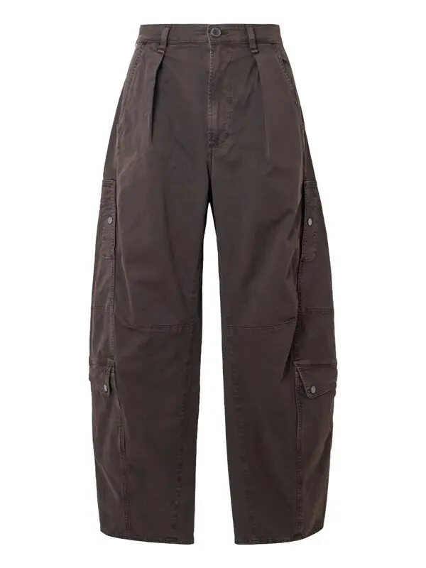 Citizens Of Humanity Flight Pleated Organic Cotton-blend Twill Tapered Cargo Pants - Brown