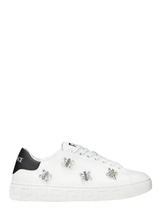 Versace Embellished Lace-up Sneakers - Black/white