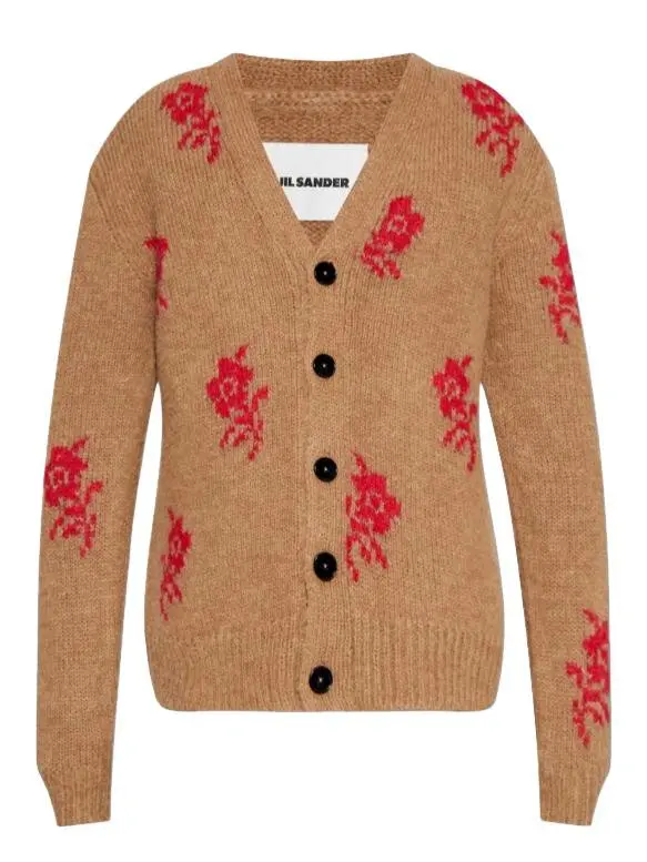 JIL SANDER Floral Cardigan - Brown