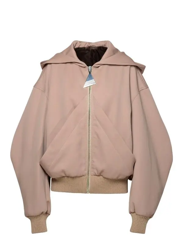 Attico Hooded Zip-up Bomber Jacket - Nude