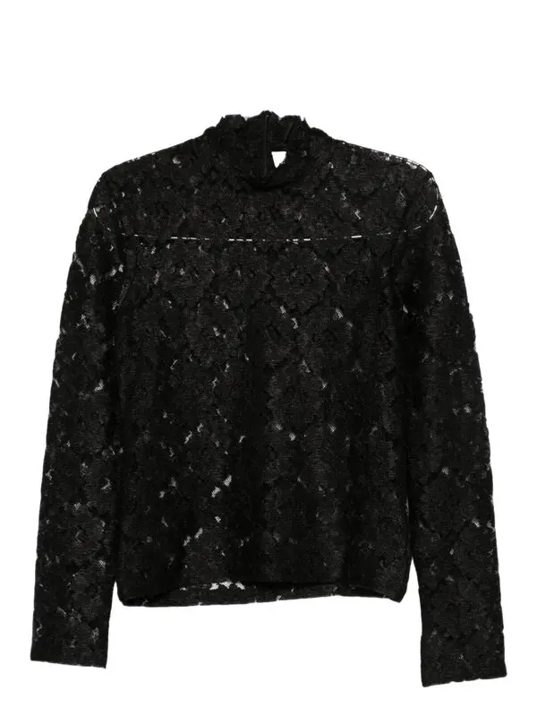 RÓHE Lace Mock Neck T-shirt - Black