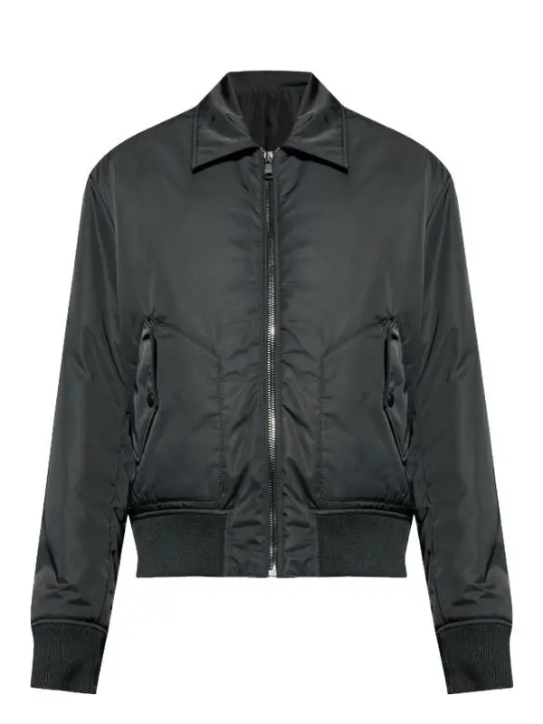Balmain Logo Printed Bomber Jacket - Black