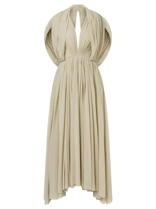Philosophy Di Lorenzo Serafini Draped Pleated Midi Dress - Nude