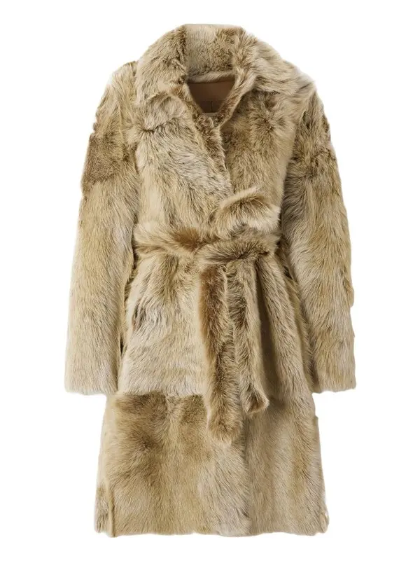 Nour Hammour Long Sleeved Fur Coat - Nude