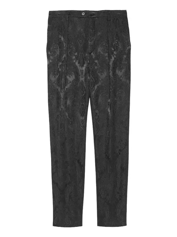 Saint Laurent Paisley Jacquard Straight Trousers - Black