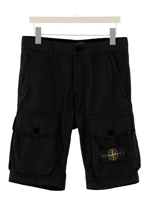 Stone Island Logo Badge Detail Bermuda Shorts - Black