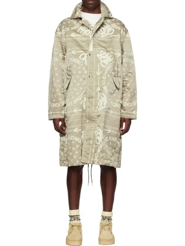 Sacai Bandana Print Zip-up Coat - Nude