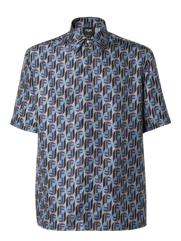 Fendi Blue Printed Silk Shirt - Multi-color
