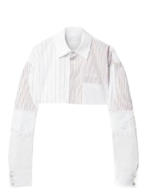 Off-White Striped Cropped Shirt - White