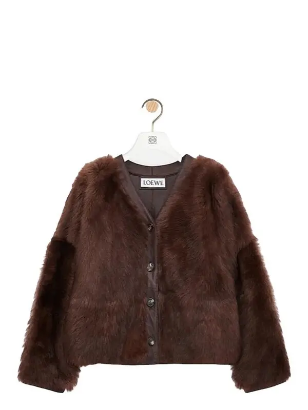 Loewe Shearling Cardigan - Brown