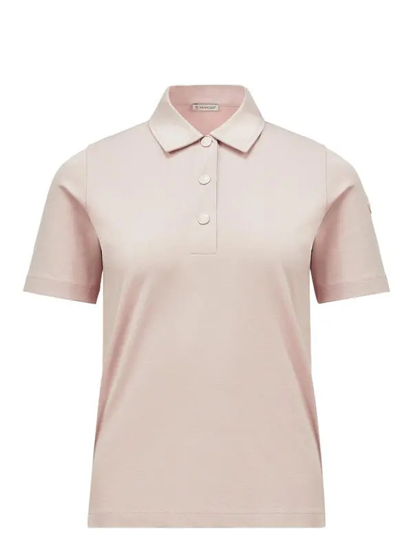 Moncler Logo Patch Polo Top With Classic Collar - Pink