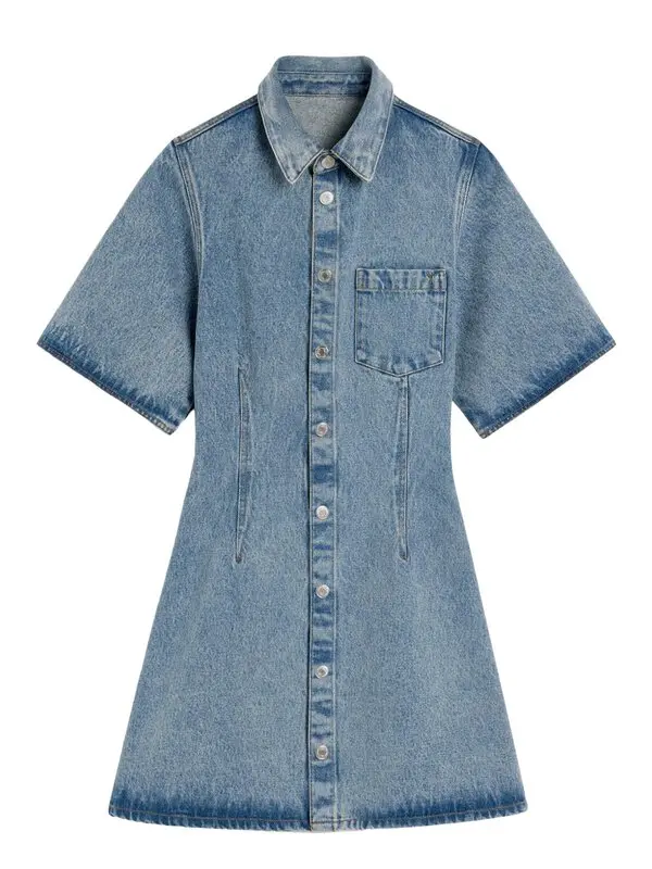 Ami Short Sleeve Shirt Dress - Gray